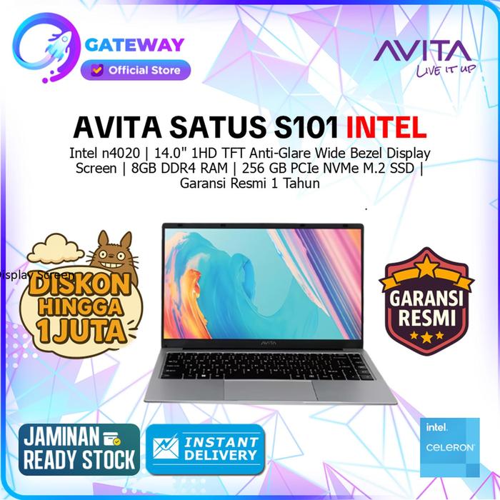 Promo LAPTOP AVITA SATUS S101 INTEL N4020 8GB 256GB SSD W11 14 INCH ...