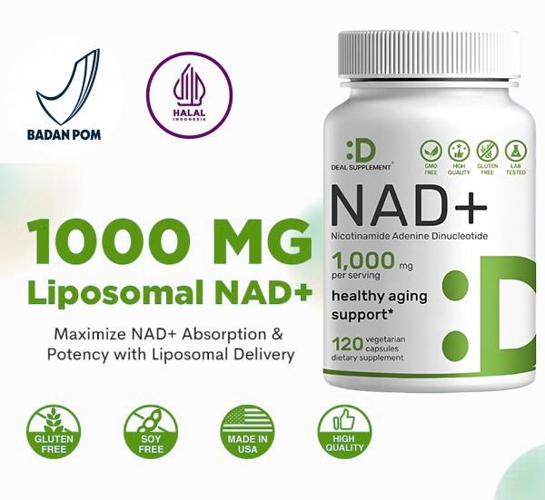 Promo 【bersertifikat BPOM】Suplemen NAD+ 1.000 mg per Sajian, 120 Kapsul ...