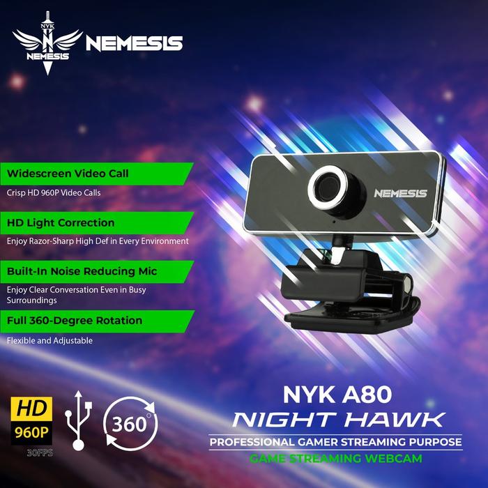 Jual Webcam nyk nemesis a80 night hawk wired usb 30fps 1080p FHd live ...
