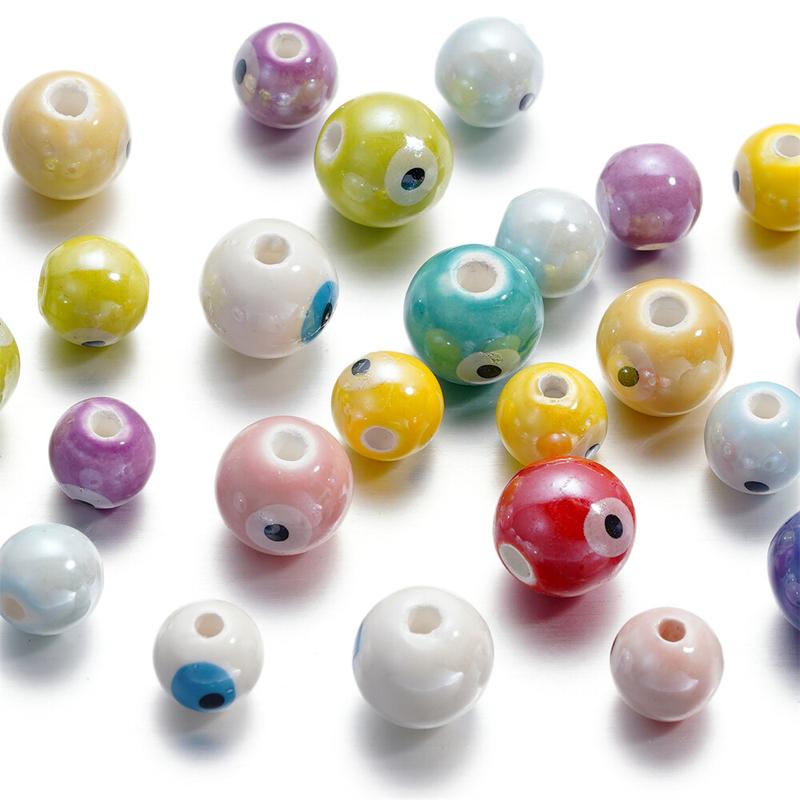 St. kunkka 5Pcs 8-10mm Ceramic Eye Round Beads Devil's Eye Beads ...
