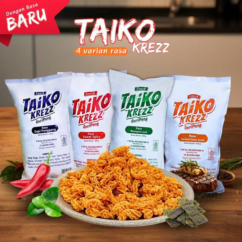 (HALAL) taiko krezz RASA BARU/Camilan ikan cumi kembang/Camilan murah ...