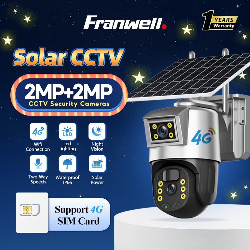 【1 YEAR WARRANTY】Franwell T2 4G+Solar Powered 2MP+2MP HD Dual-Lens ...