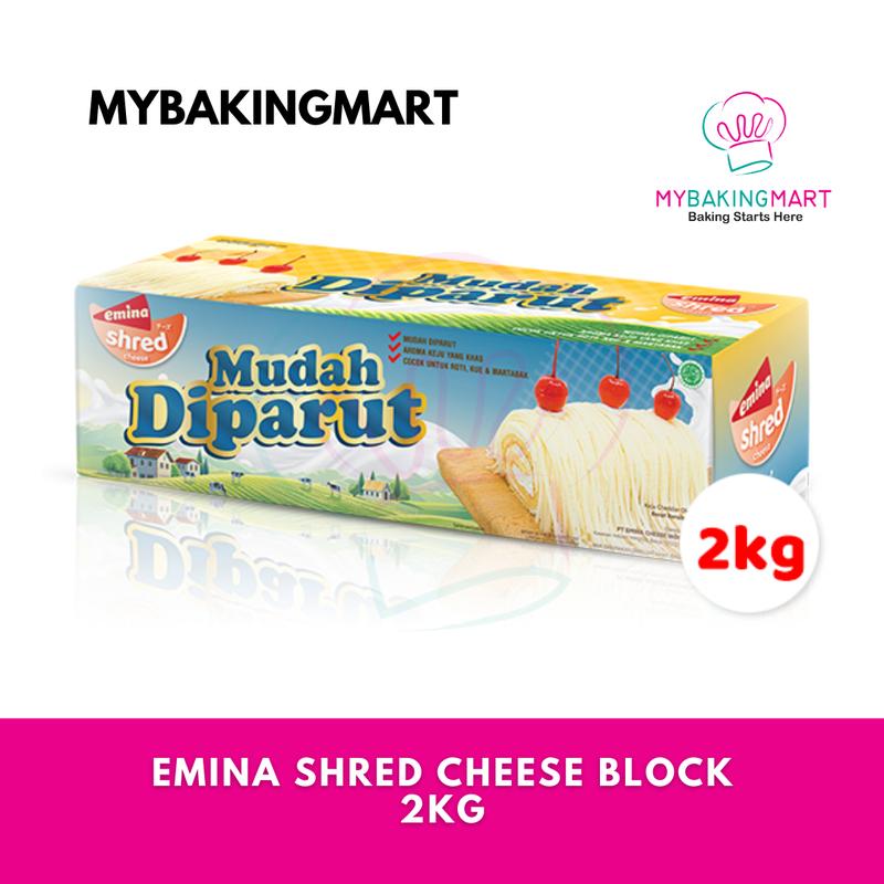 Emina Shred Cheese Block 2kg - Cheese Mudah Parut - Halal Cheese ...