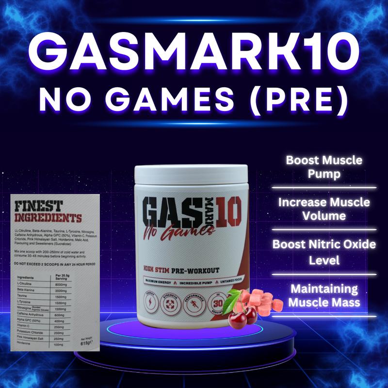 GasMark10 No Games Pre Workout | High Pump & Stim Pre Workout | 30 ...