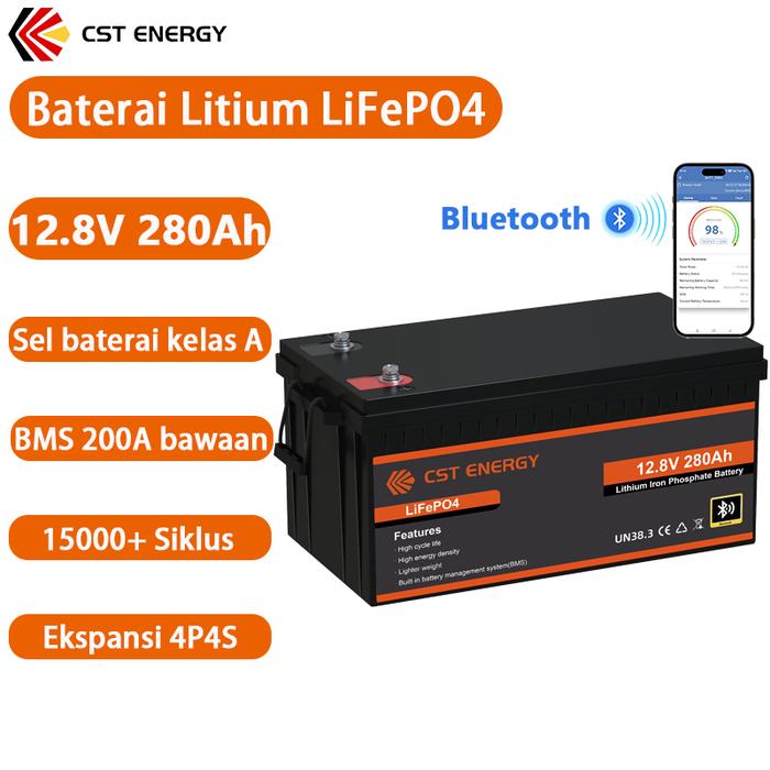 Promo CST ENERGY Baterai LiFePO4 12.8V 280Ah dengan Bluetooth Baterai ...
