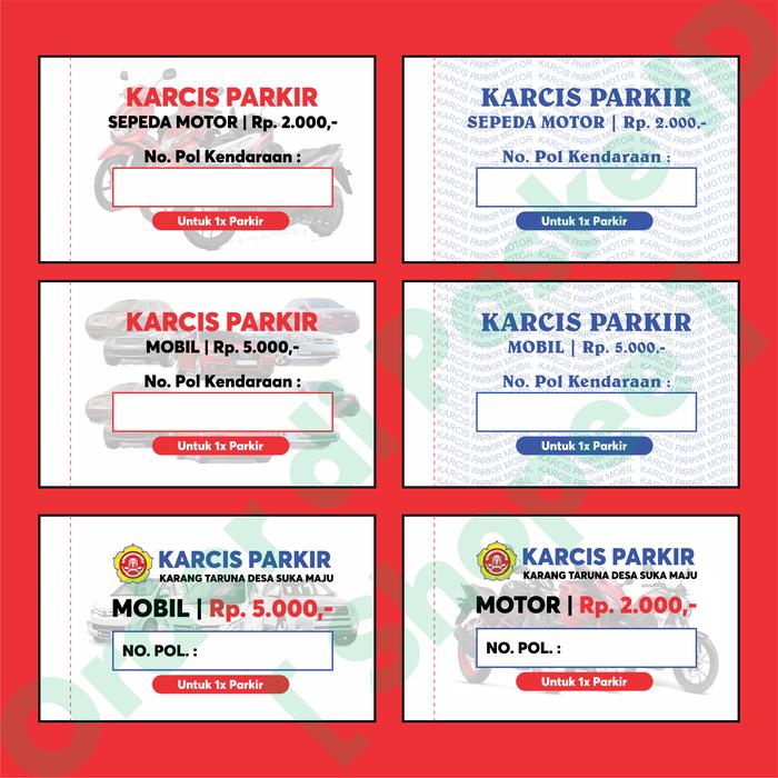 Jual KARCIS PARKIR ISI 100 LEMBAR DAN 50 LEMBAR UKURAN -/+ 6X10 CM ...