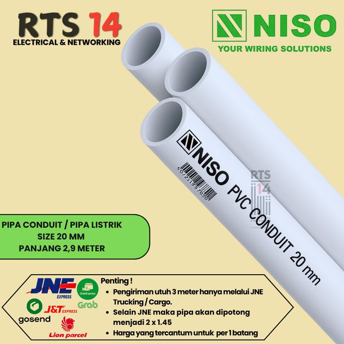 Jual PIPA CONDUIT 20 MM NISO / Pipa listrik niso 20mm - Putih - Kota ...