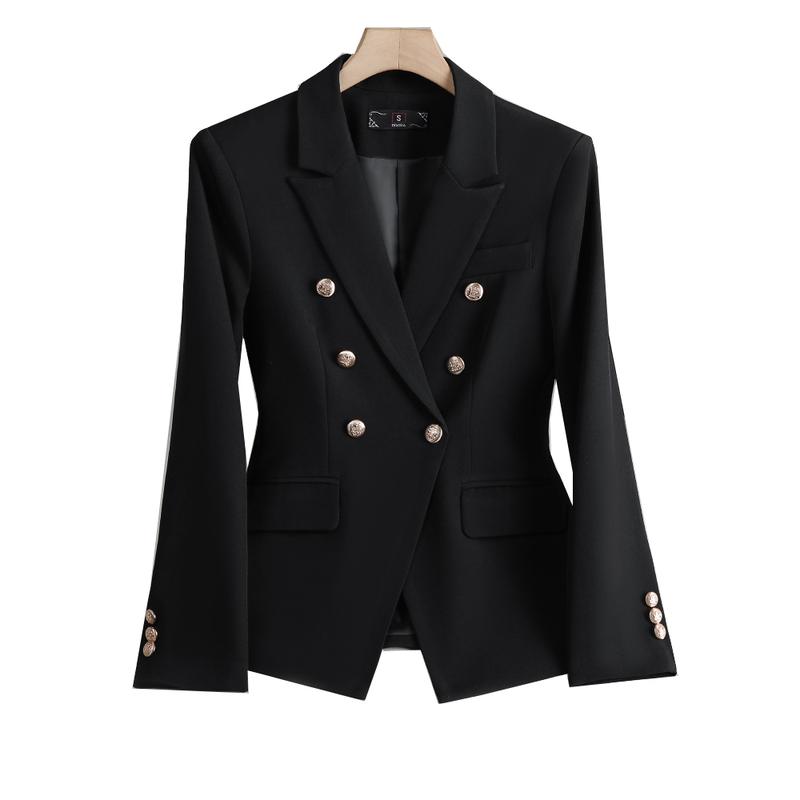 Blazer Wanita, Fesyen, Lengan Panjang, Putih dan Hitam, Sesuai Langsing ...