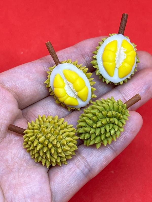 Handmade Miniature Tropical Fruit Durian, Half Cut Durian, clay, 1 ...