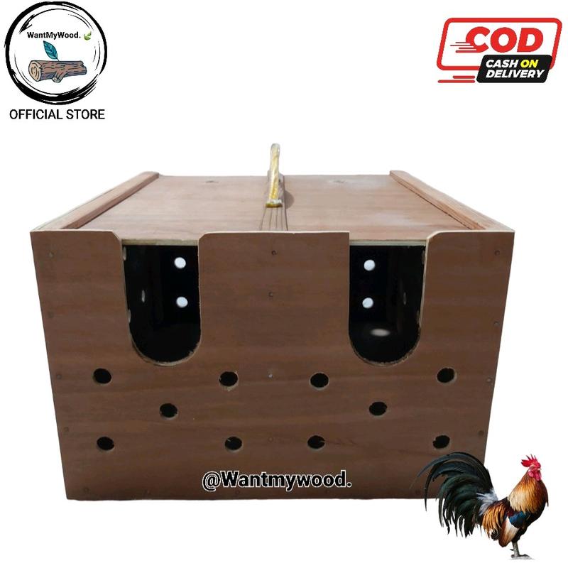 Derby Wooden Box Kulungan ng Manok 2 division With Lid - TikTok Shop ...