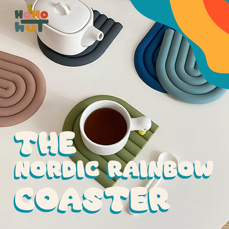 Nordic Rainbow Coaster Set | Silicone Water Proof Silica Gel - TikTok Shop Singapore