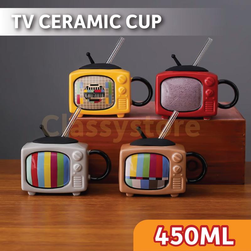 3D Ceramic Television Cup Vintage Water Cup Cartoon TV Retro - TikTok ...