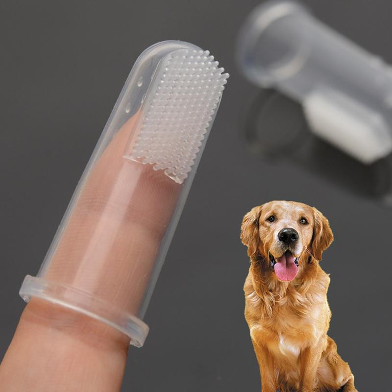 2Pcs Pet Finger Toothbrush Silicone Teeth Care Dog Cat Cleaning ...
