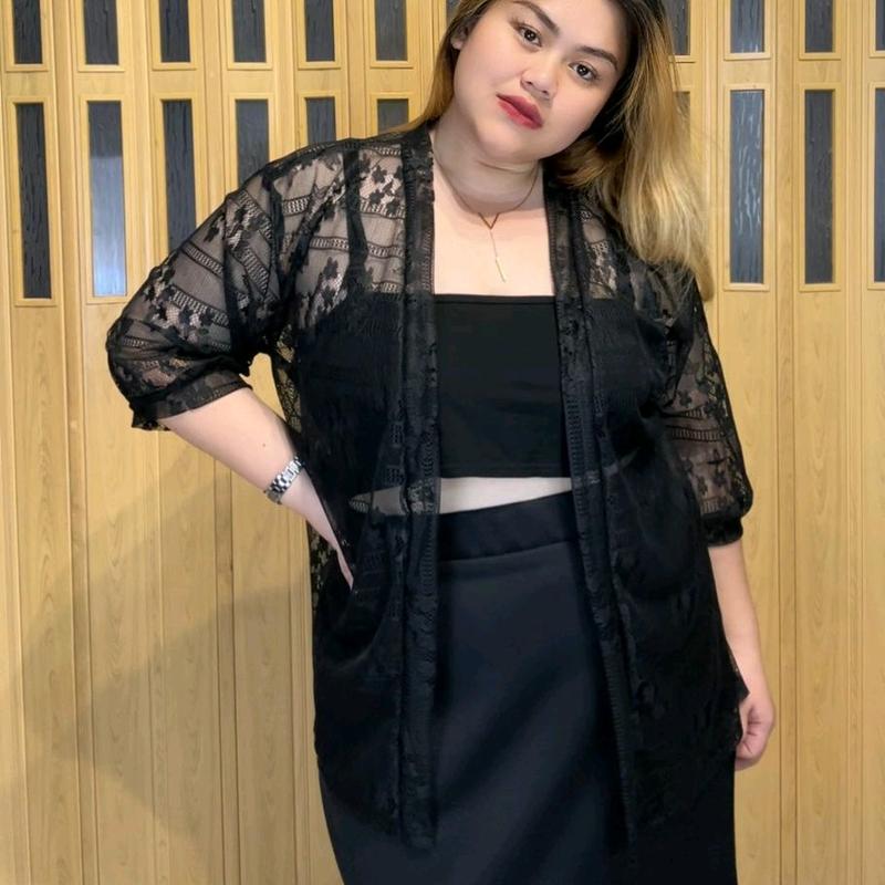 Kardigan Lace Bigsize Plus Size Outer Panjang Tangan Cardiga - Shop ...