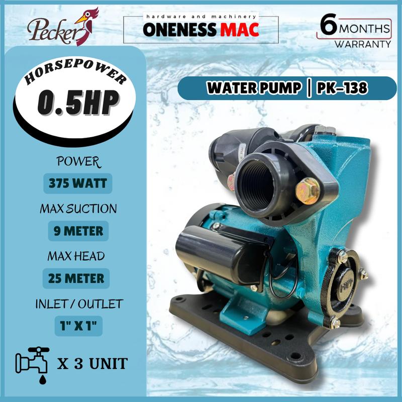 ''PECKER'' WATER AUTO PUMP -PK 138 -0.5HP -1'' - TikTok Shop Malaysia