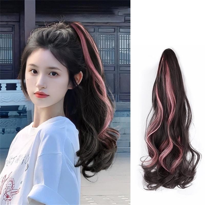 Elegant High Ponytail Wig Women Long Curly Hair Grab Clip Large ...