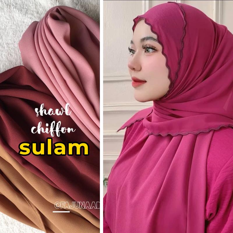 Selendang Chiffon Sulaman Satin Elegan | Reka Bentuk Hijab Bergaya ...