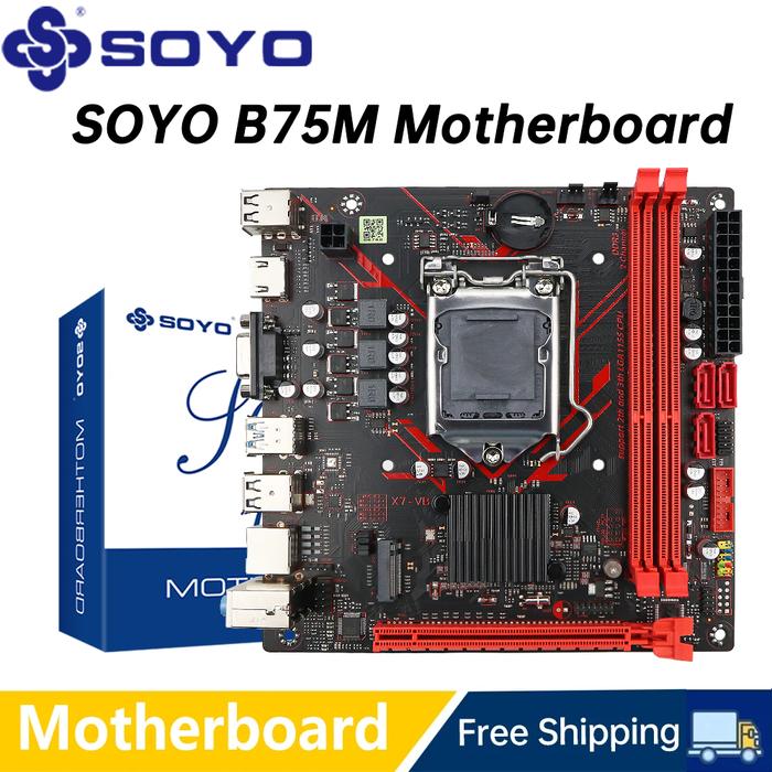 Jual SOYO B75M Motherboard M.2 NVME PCIEx8 DVI Supports Dual-channel ...