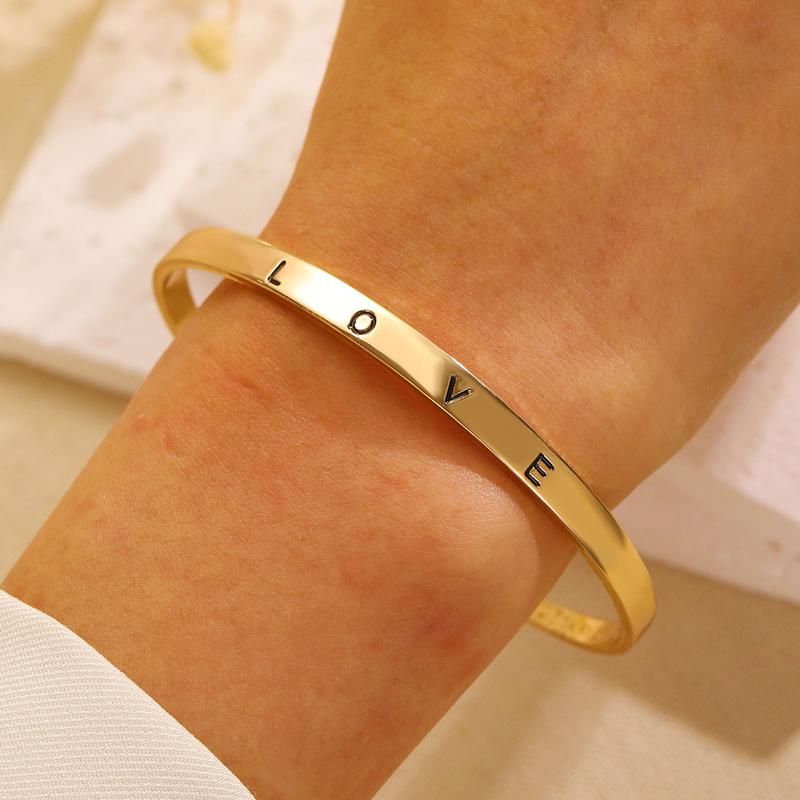 Gelang huruf Inggeris ringkas untuk wanita, fesyen elegan, surat ...