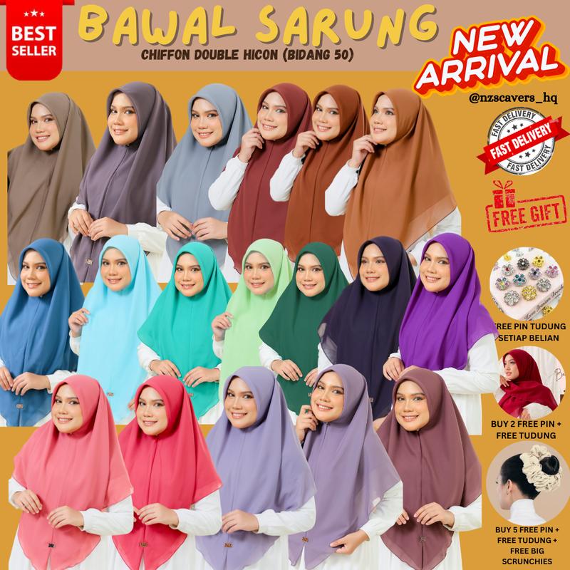 CLEAR STOCK!! BUY 1 FREE1 BAWAL CHIFFON VOILE SARUNG BIDANG 50| CHIFFON ...