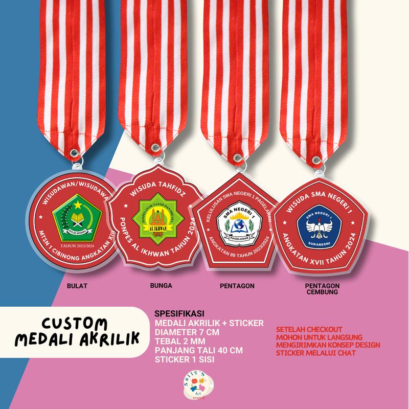 Medali Akrilik Custom Sticker Hadiah Souvenir Lomba Penghargaan - Shop ...