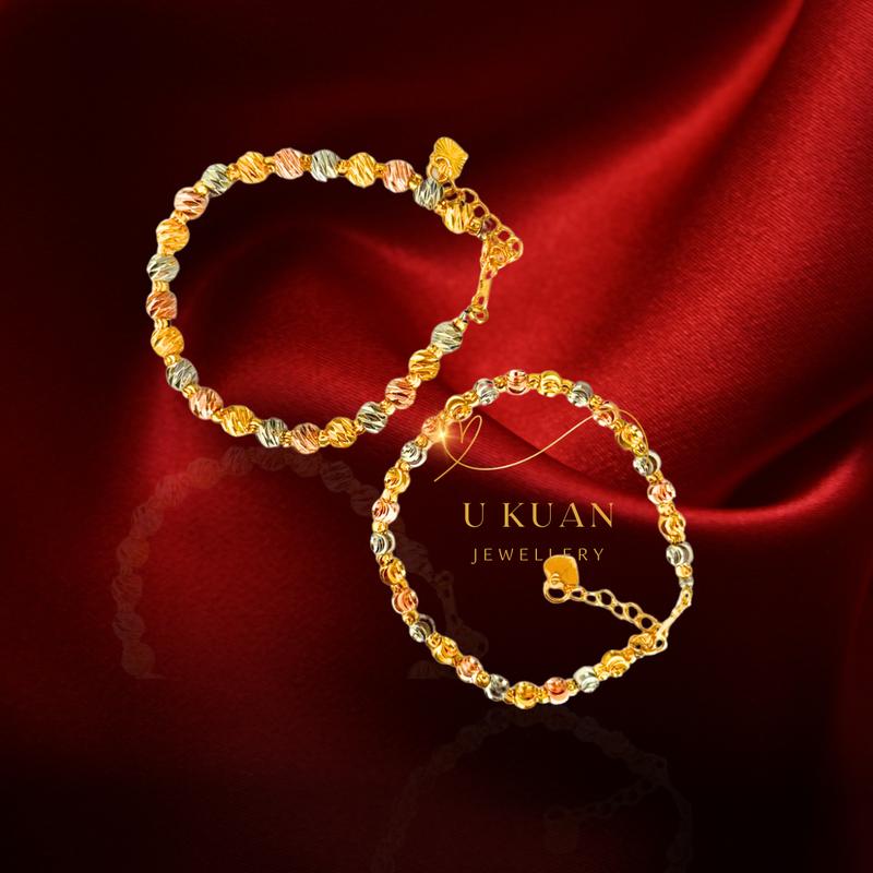 UK Vietnam Premium Emas Gelang Tangan Bola Tiga Warna Cop 91 - TikTok ...