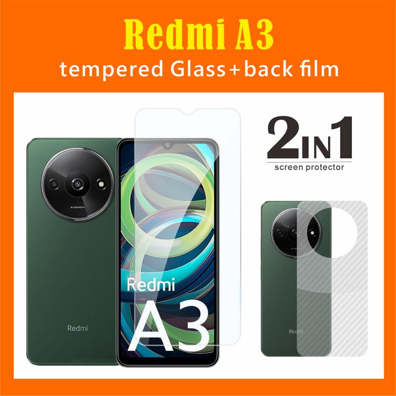 2in1 for Redmi A3 screen protector 2-in-1 tempered glass frosted ...