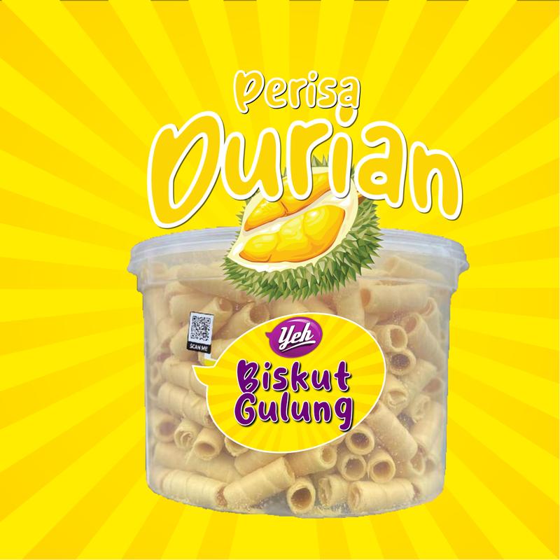Yeh - Biskut Gulung Perisa Durian 330g - Rangup dan Sedap Snacks ...