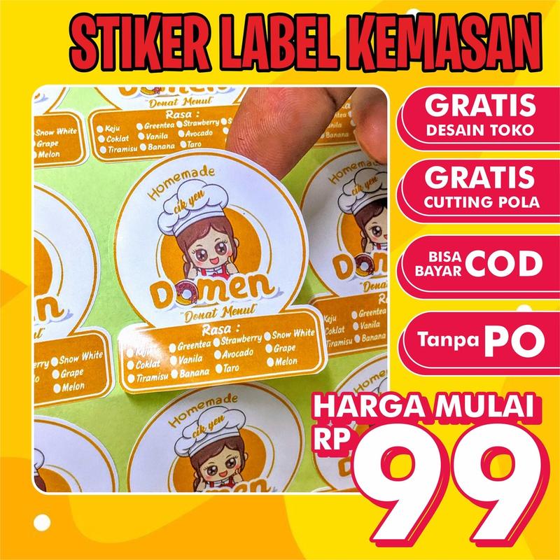 CETAK STIKER LABEL OLSHOP MAKANAN MINUMAN MURAH SUDAH CUTTING - Shop ...