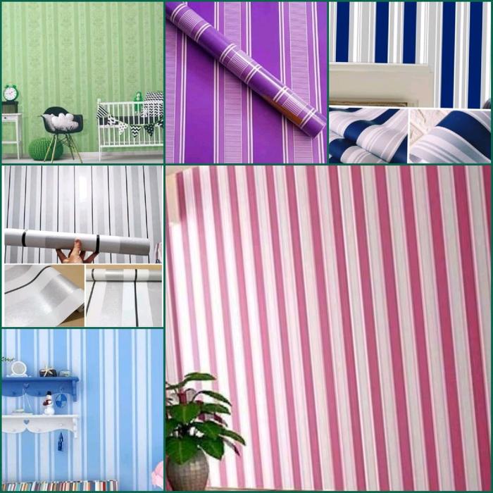 Jual Wallpaper Dinding Kamar Tidur Motif Garis Super Mewah Stiker ...