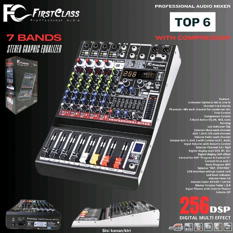 Professional Mixer Audio 6 Channel With Compressor Firstclass TOP 6 ...