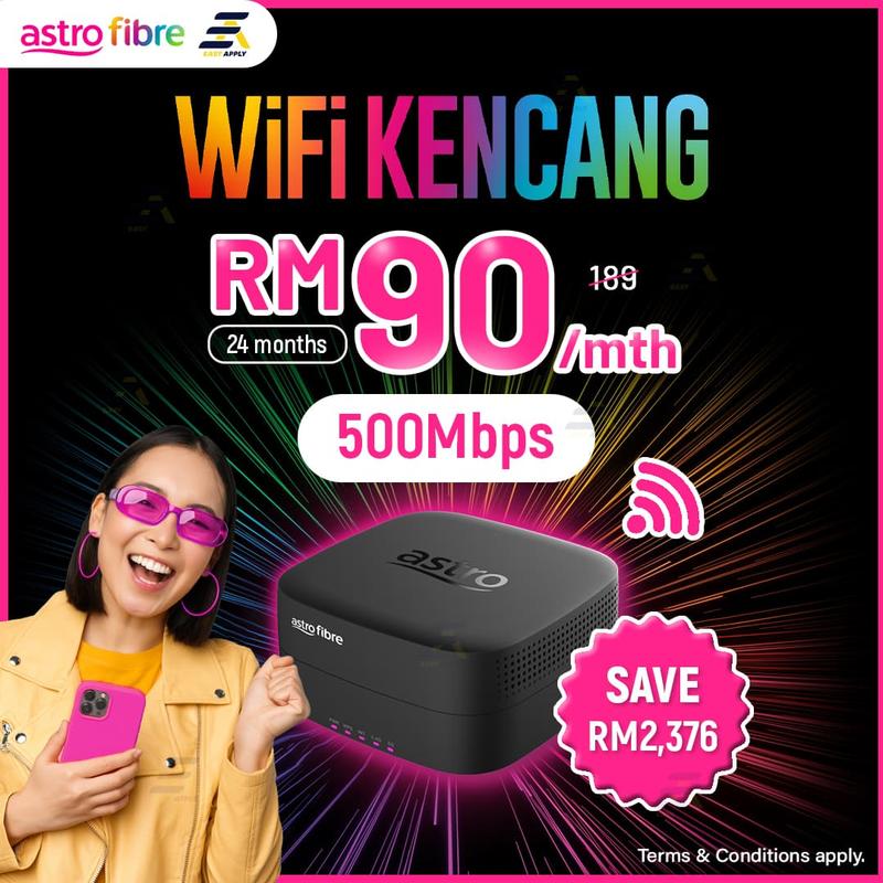 Astro Fibre Astro 500Mbps WiFi Kencang Harga RM90/mth 24 Bulan - TikTok ...