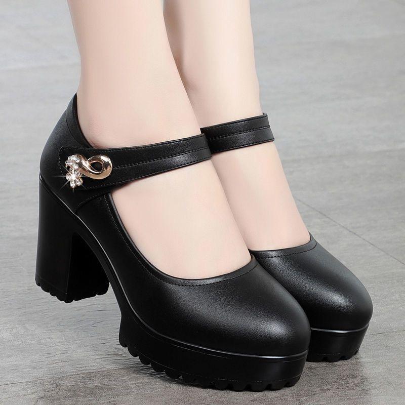 2 Styles Black Leather Student Shoes Block High Heels School - TikTok ...