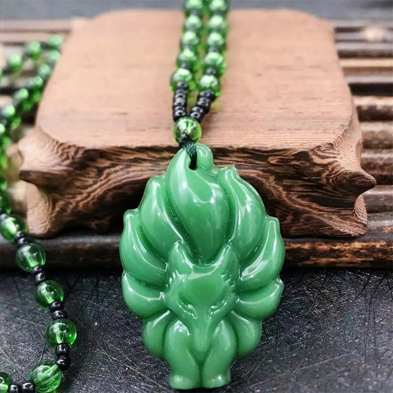 Kalung Loket Jed, Batu Jed Hijau Fesyen, Ukiran Tangan, Naga dan ...
