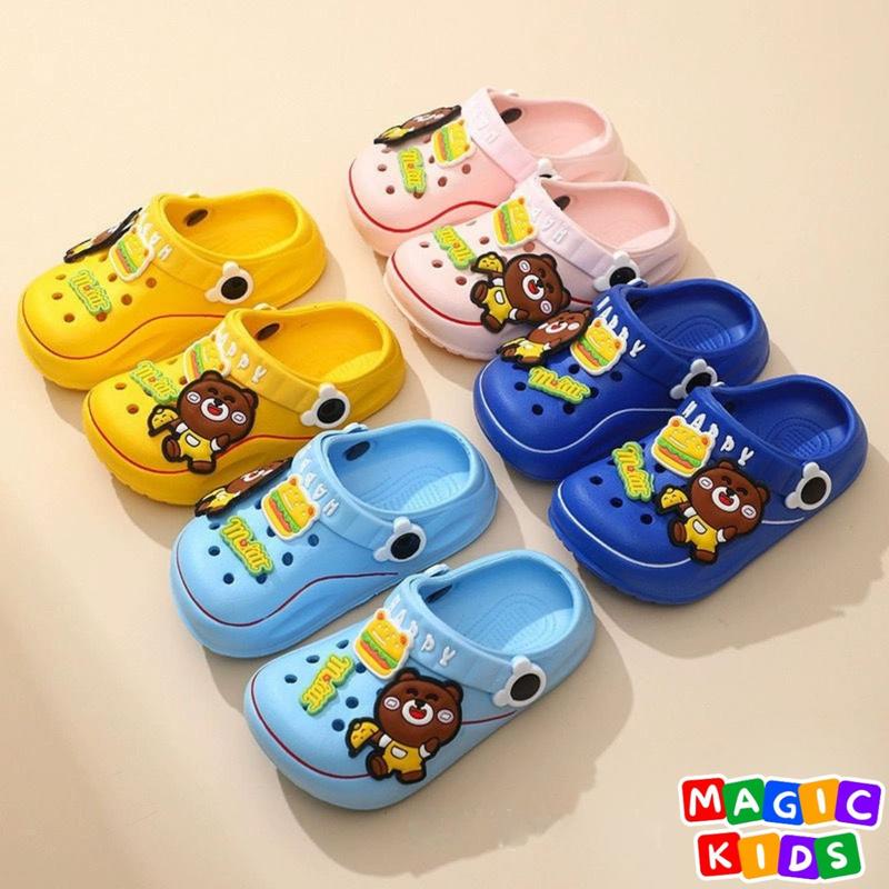 Magic Kids Clog Sandals Cartoon Happy Bear Design Non-slip Summer ...
