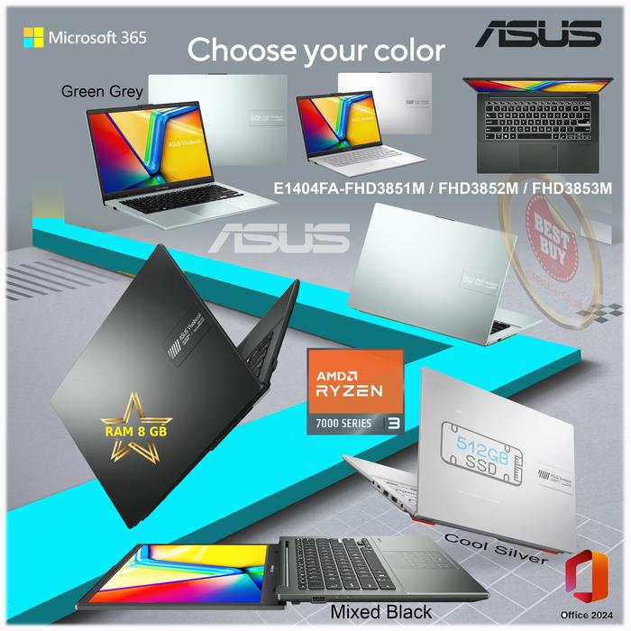 Promo Asus E1404FA FHD3851M FHD3852M FHD3853M R3 7320U/8GB/512GB/14 ...