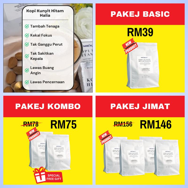 KOPI KUNYIT HITAM HALIA MEXBLU 15 Sachets l Ekstrak Kopi Arabica ...