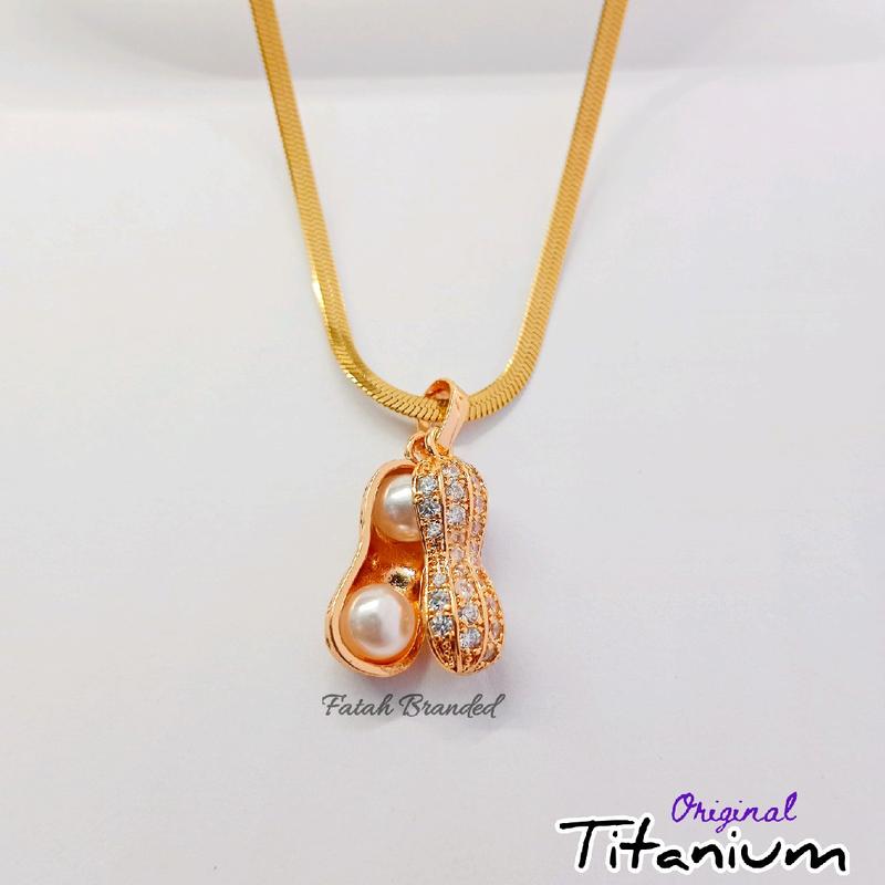 Fatah Branded Kalung Titanium Gepeng Plus Liontin Kacang Kupas - Shop ...