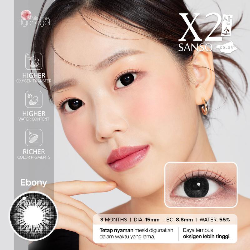 X2 Softlens Sanso Black Ebony, Silicone Hydrogel Material, Water ...