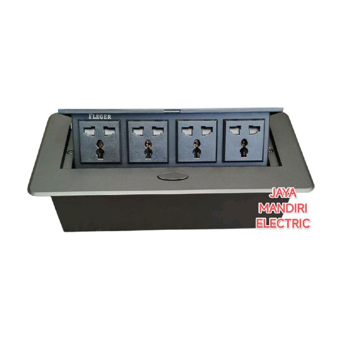 Jual STOP KONTAK MEJA FLIP POP UP 4 STOP KONTAK UNIVERSAL 3 PIN PUTIH ...