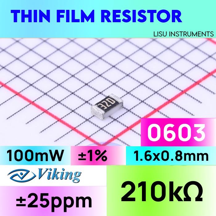 Jual 5 Buah - 210k 0603 ±1% SMD THIN Film Resistor 210kΩ 32D Viking ...