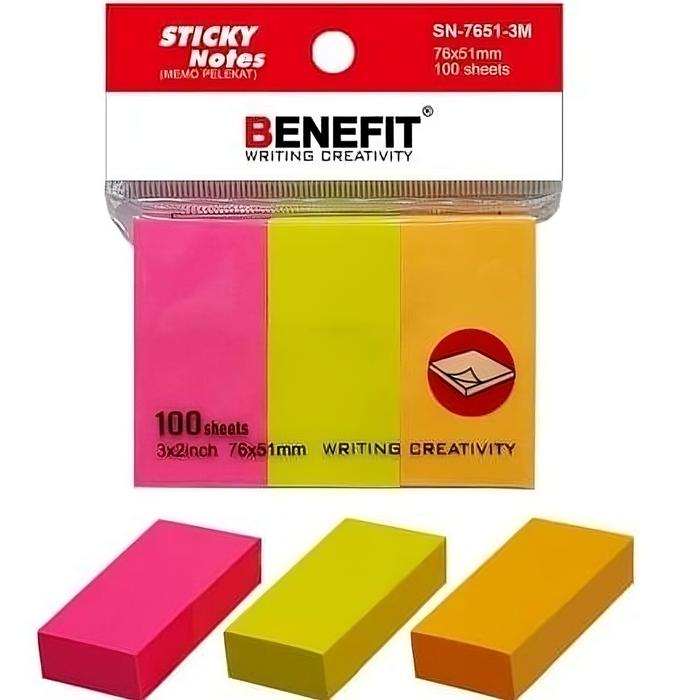 Jual Benefit Sticky Notes SN-7651-3M (1 pack isi 3 Warna) - Keperluan ...