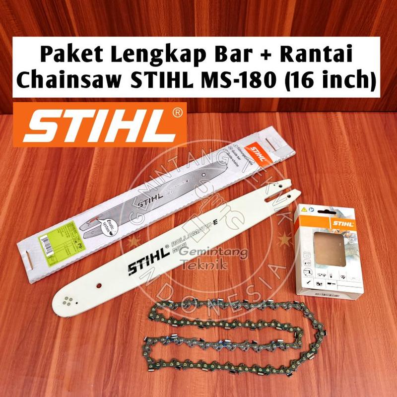 Bar + Rantai Chainsaw STIHL MS180 16 inch 27 Mata / Bar Dan Rantai ...