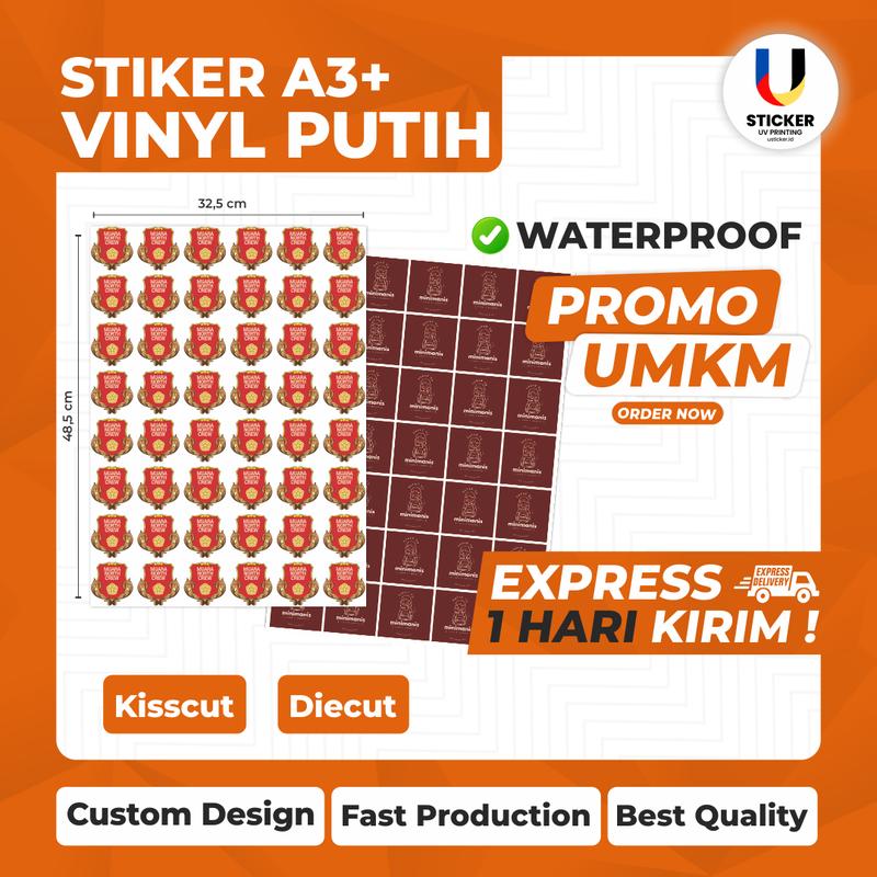 CETAK STIKER CUSTOM - VINYL PUTIH TAHAN AIR A3+ (SUDAH CUTTING) - Shop ...