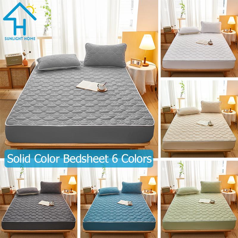 SUNLIGHT HOME Solid Color Bedsheet,Multiple Size Fitted Bed Sheet ...