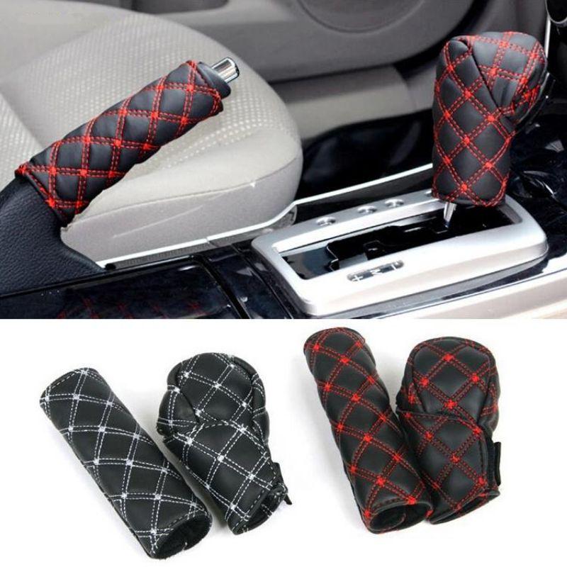 Sarung Cover Kulit Rem Tangan Dan Gigi Persneling Interior Mobil/1set ...