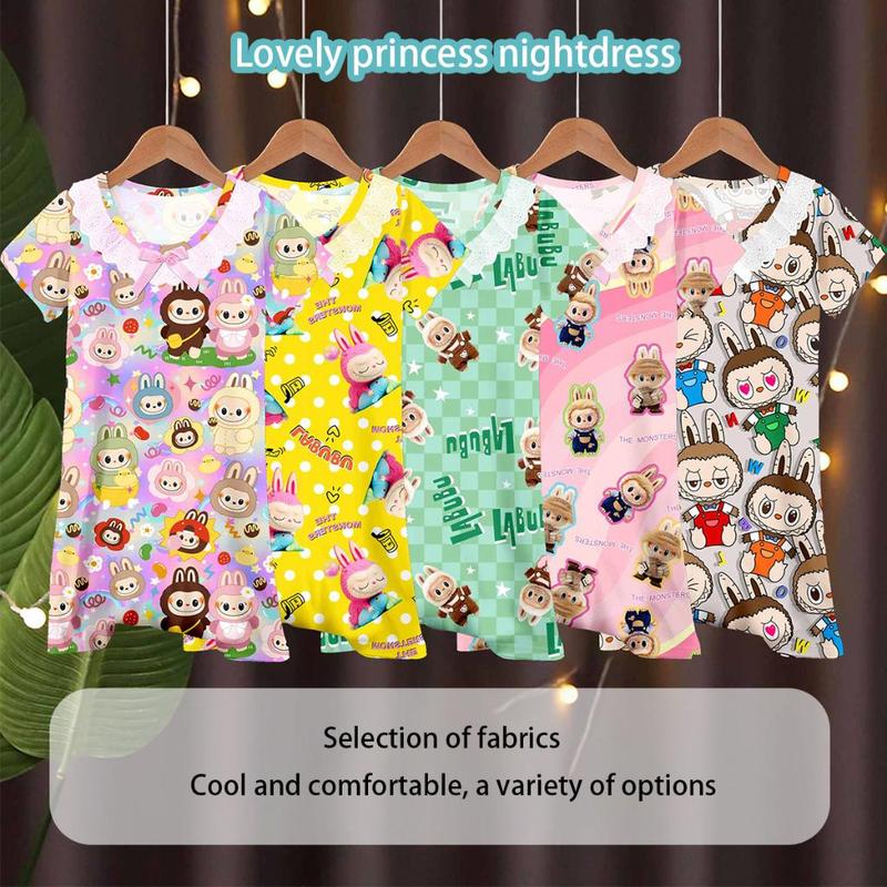 Baju Tidur Budak LABUB Children's Nightgown Girls Pajamas Dress ...