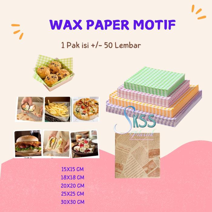 Jual Wax Paper Kertas Alas Gorengan Kue Burger Dessert 15x15 18x18 ...