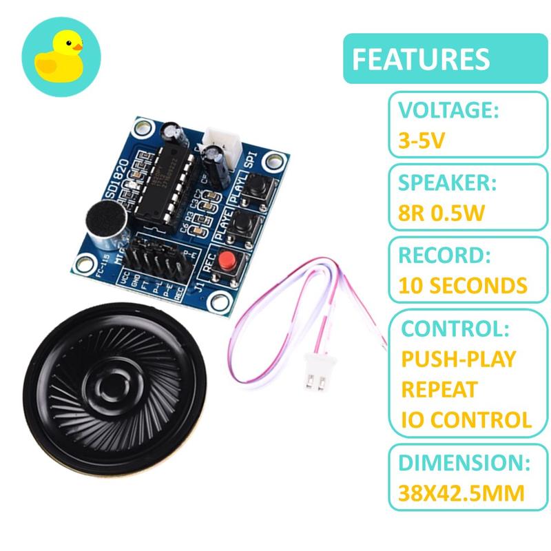ISD1820 Sound / Voice Recording Playback Module with Microphone ...