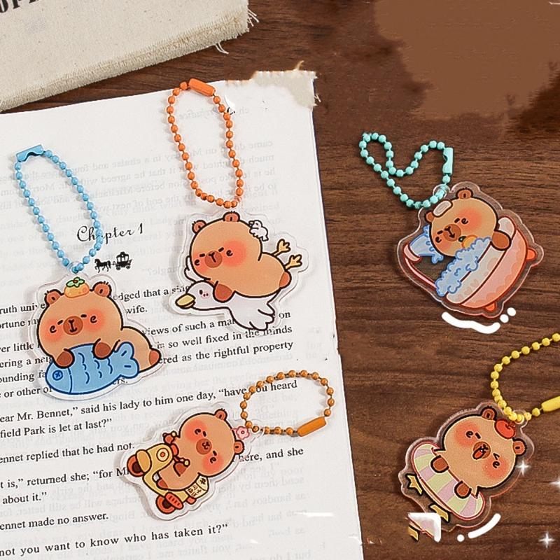 Decor Lovely Capybara Keychain Acrylic Cartoon Key Ring Bag Charm ...